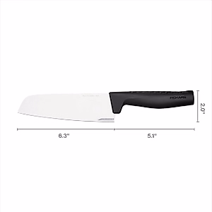Fiskars 6.3" Santoku Knife, Kitchen Knife for Chopping, Dicing, and Mincing with Japanese Stainless Steel Hard Edge Blade, DIshwasher Safe