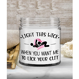 Sex Candle for Her Naughty Anniversary Christmas Valentines Day Idea for Wife Girlfriend Oral Sex Jokes Funny Lick My Clit 9 Oz. Vanilla Scented Soy Wax Candles for Women