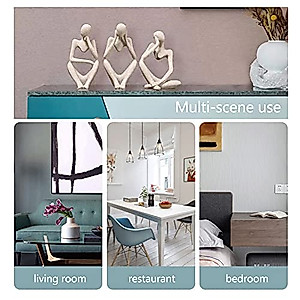 Thinker Sculptures, Sandstone Resin Thinker Statue Ornaments, Abstract Style Housewarming Gifts, Living Room Dining Desk Decorations (Right, Small)