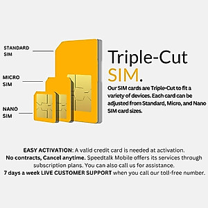 SpeedTalk Mobile $10 Tracker SIM Card Kit w/Unlimited Data for 4G GPS Tracking Devices locators Pet Senior Kids Car | 3 in 1 Simcard Standard Micro Nano | No Contract 30 Days Service Plan US Coverage