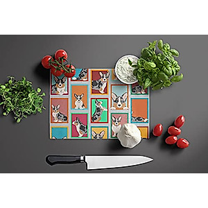 Caroline's Treasures MLM1102LCB Lots of Blue Merle Welsh Cardigan Corgi Glass Cutting Board Large Decorative Tempered Glass Kitchen Cutting and Serving Board Large Size Chopping Board