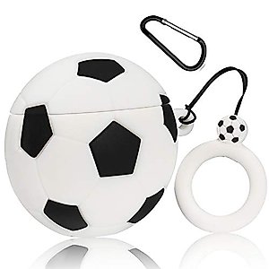 Mulafnxal Compatible with Airpods 1&2 Case,Silicone 3D Cute Funny Fun Cartoon Character Airpod Cover,Fashion Stylish Cool Sports Design Skin, Cases for Men Teens Girls Boys Air pods (Football)