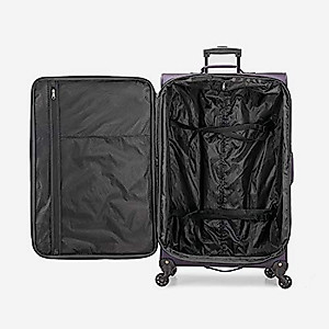 U.S. Traveler Aviron Bay Expandable Softside Luggage with Spinner Wheels, Purple, 30-Inch