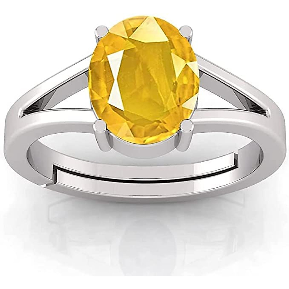 SirDaksh 6.50 Carat 925 Sterling Silver Ring Yellow Sapphire Gemstone Astrological Purpose For Men And Women's