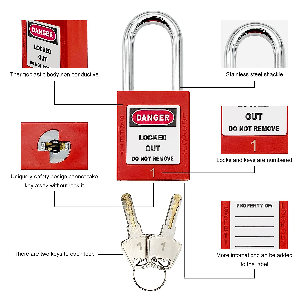 Lockout Tagout Station,Loto Kits, Includes 14 Key Different Padlocks with Numbers, 4 Lockout Hasps, 40 Lockout Tags, 20 Nylon Cable (Big Lock Station) Yellow