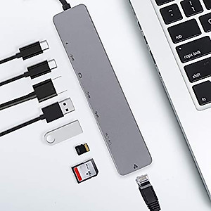 8 in 1 USB3.0 HDMI HUB Multiport Adapter Plug and Play Memory Card Reader Aluminum Alloy USB Hub for Laptop