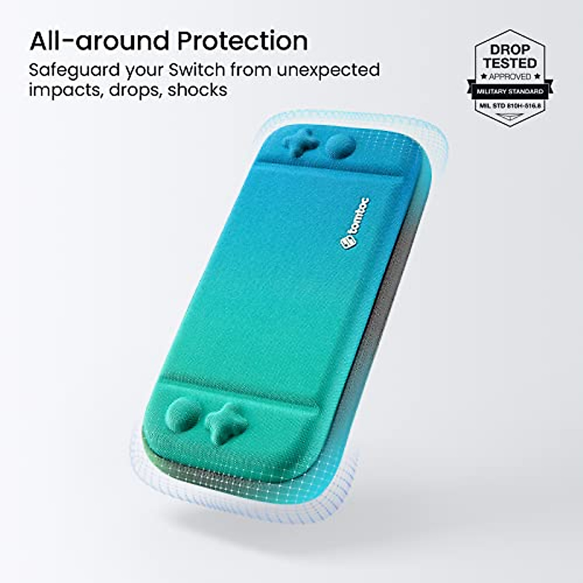 tomtoc Switch Case for Nintendo Switch, Slim Switch Sleeve with 10 Game Cartridges, Protective Switch Carry Case for Travel, with Original Patent and Military Level Protection, Twisted Blue