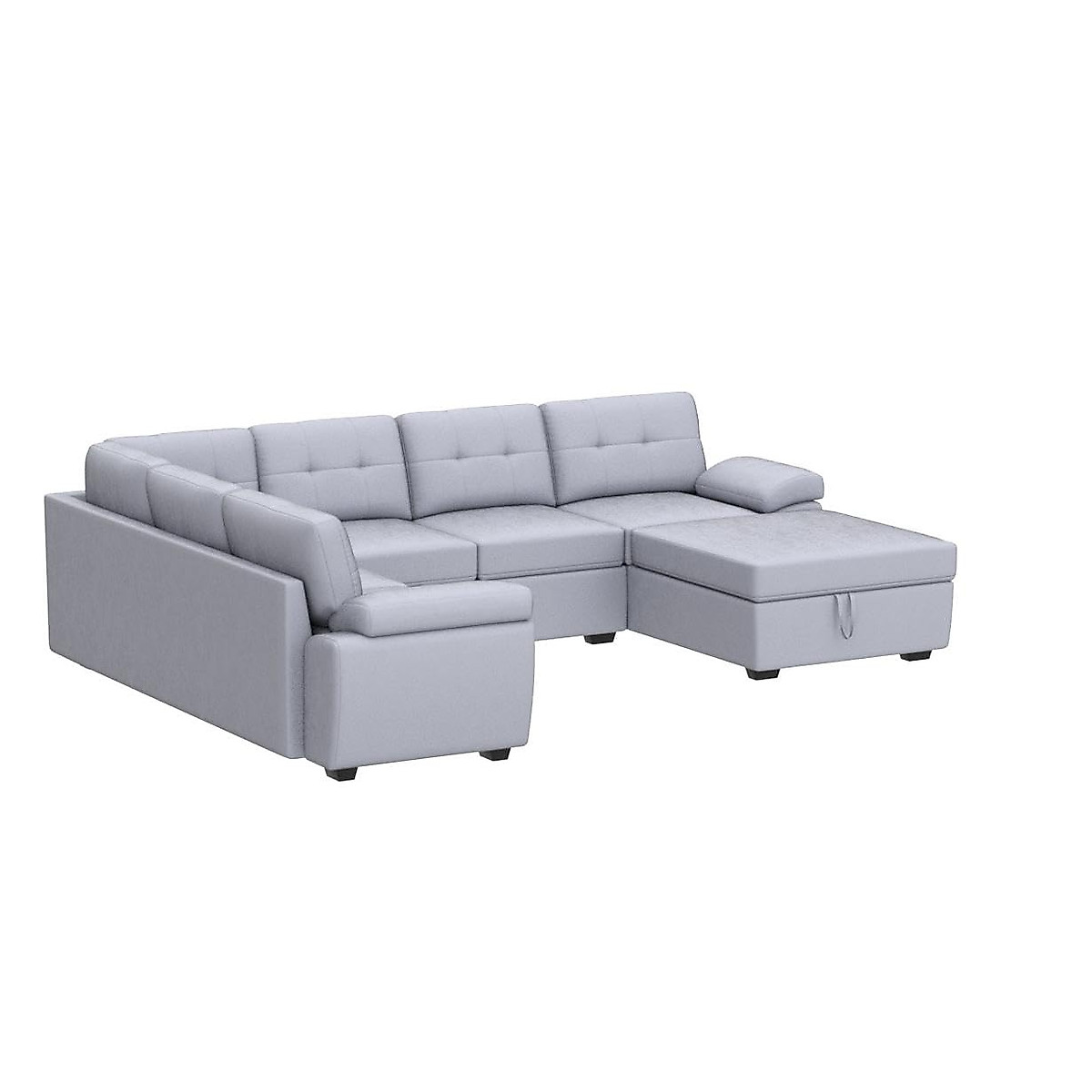 Sleeper Sofa Pull Out Couch with Storage, Modular Sectional Sofa Bed with Chaise Lounge, Modern Comfy 6 Seater U Shape Couch Bed for Living Room, Apartment, Home Office(Grey)