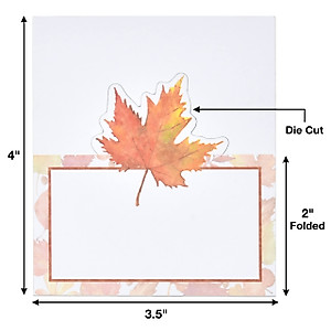 Gift Boutique 100 Pack Thanksgiving with Fall Maple Leaves Seating Harvest Name Card Table Setting Folded Paper Autumn Tent Cards for Dinner Wedding Tables Placement Party Decorations 2" x 3.5"