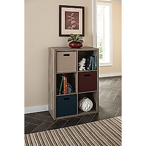 ClosetMaid 6 Cube Storage Shelf Organizer Bookshelf with Back Panel, Easy Assembly, Wood, Weathered Gray