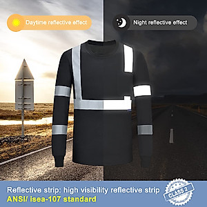 A-SAFETY Black Reflective Long Sleeve Shirt (Large)