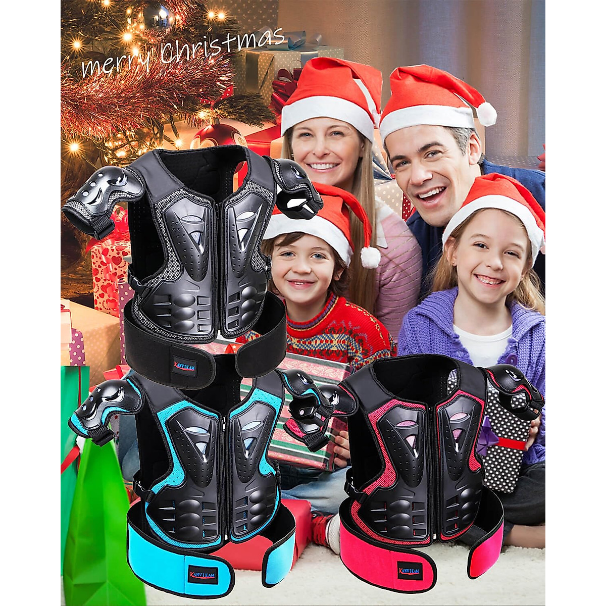 KANVIKAM Kids Motorcycle Body Armor Spine Chest Protector, Youth Dirt Bike Gear Vest for Motocross Cycling MTB ATV Skateboard Skating