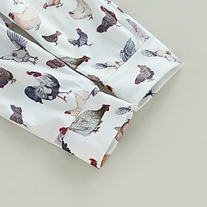 Kayotuas Newborn Baby Boy Girl Clothes Cow Print Romper Bodysuit and Pants with Hat/Headband 3Pcs Western Coming Home Outfits (Little Nugget Chicken Grey, 3-6 Months)