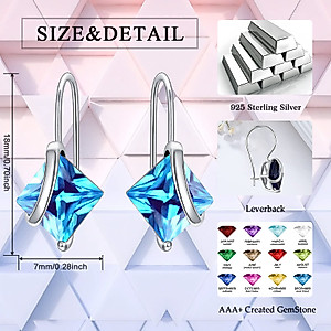 SEIYANG 925 Sterling Silver Aquamarine Earrings Blue Dangle Drop Earrings for Women Birthday Anniversary Fine Jewelry for Women