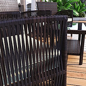 IDS Online MLM-16403-W 1 Loveseat 2 Single Chairs Cushion, Leisure Glass Top Coffee Table for Garden Lawn Poolside Backyard 4 Piece Rattan Pattio Outdoor Furniture Wicker Conversation Set, Brown-White