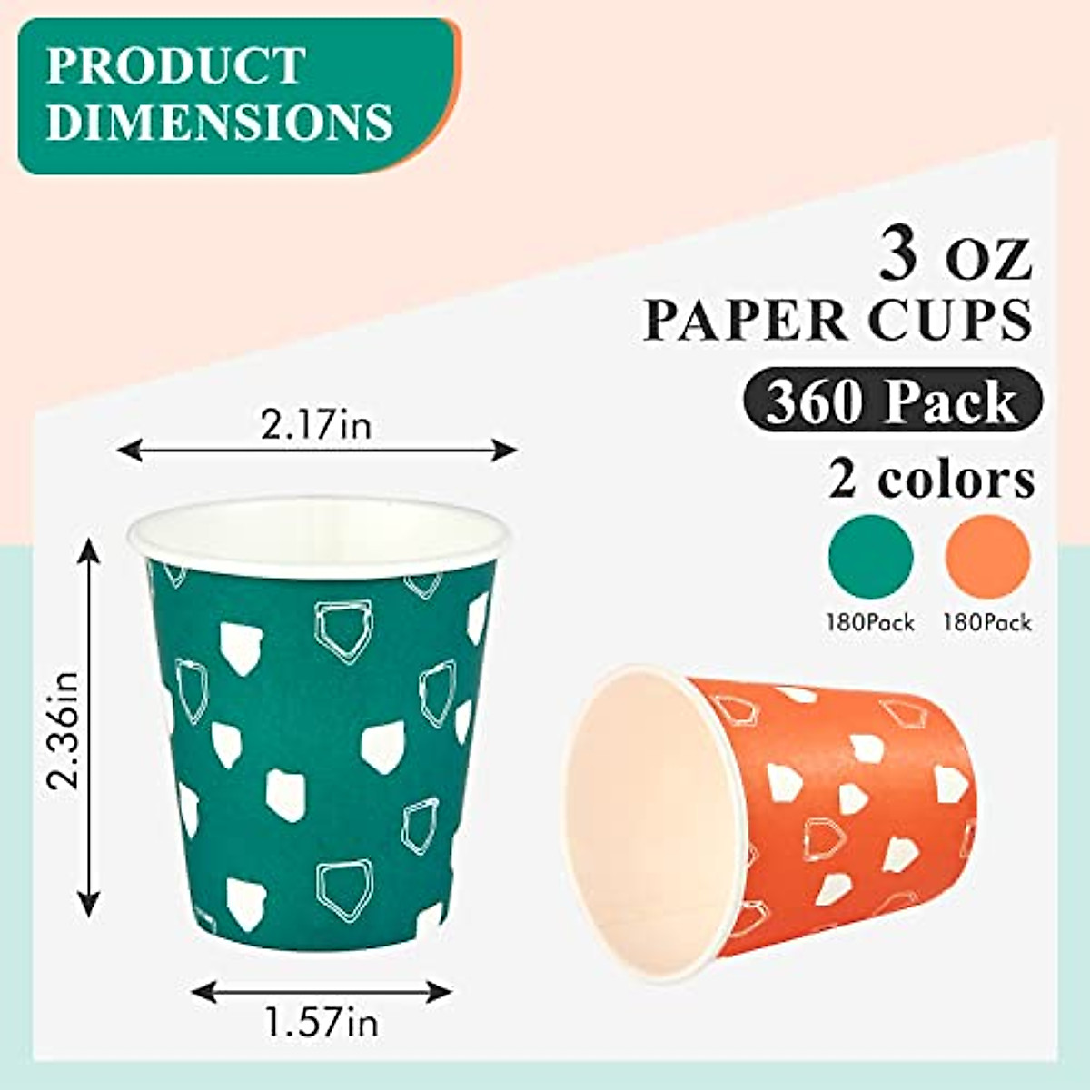 JOLLY PARTY 3 oz Bathroom Cups, 360 Pack Small Mini Paper Cups, Disposable Mouthwash Cups for Bathroom, Espresso, and Event