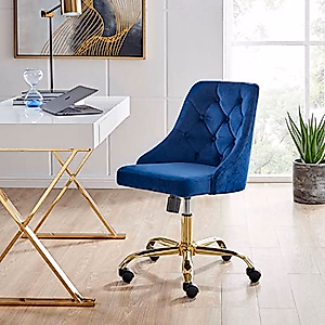 Modway Distinct Tufted Swivel Performance Velvet Office Chair, Gold Navy