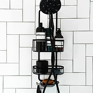 PROBEAUTIFY Hanging Shower Caddy Over Shower Head - Black Shower Caddy Hanging - Shower Caddy and Shower Rack for Ultimate Convenience