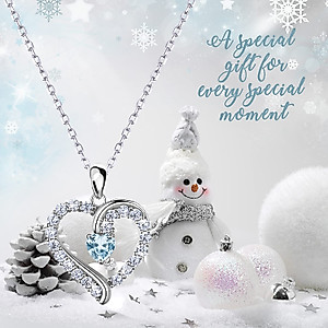 Heart Jewelry Necklaces for Women 925 Sterling Silver Birthstone Necklace Birthday Gifts for Women Wife Mom