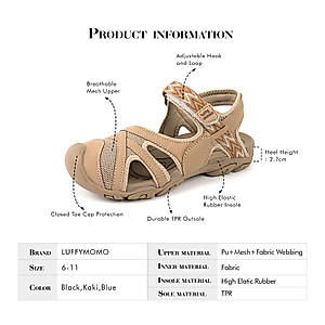 Luffymomo Womens Hiking Outdoor Sandals Sport Athtletic Beach Sandals with Closed Toe(9 M US Kaki)