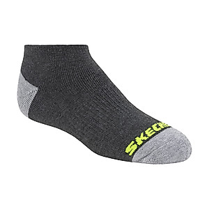Skechers boys Skechers Boys' 6 Pack No Show Running Socks, Gray, 5-6.5 US