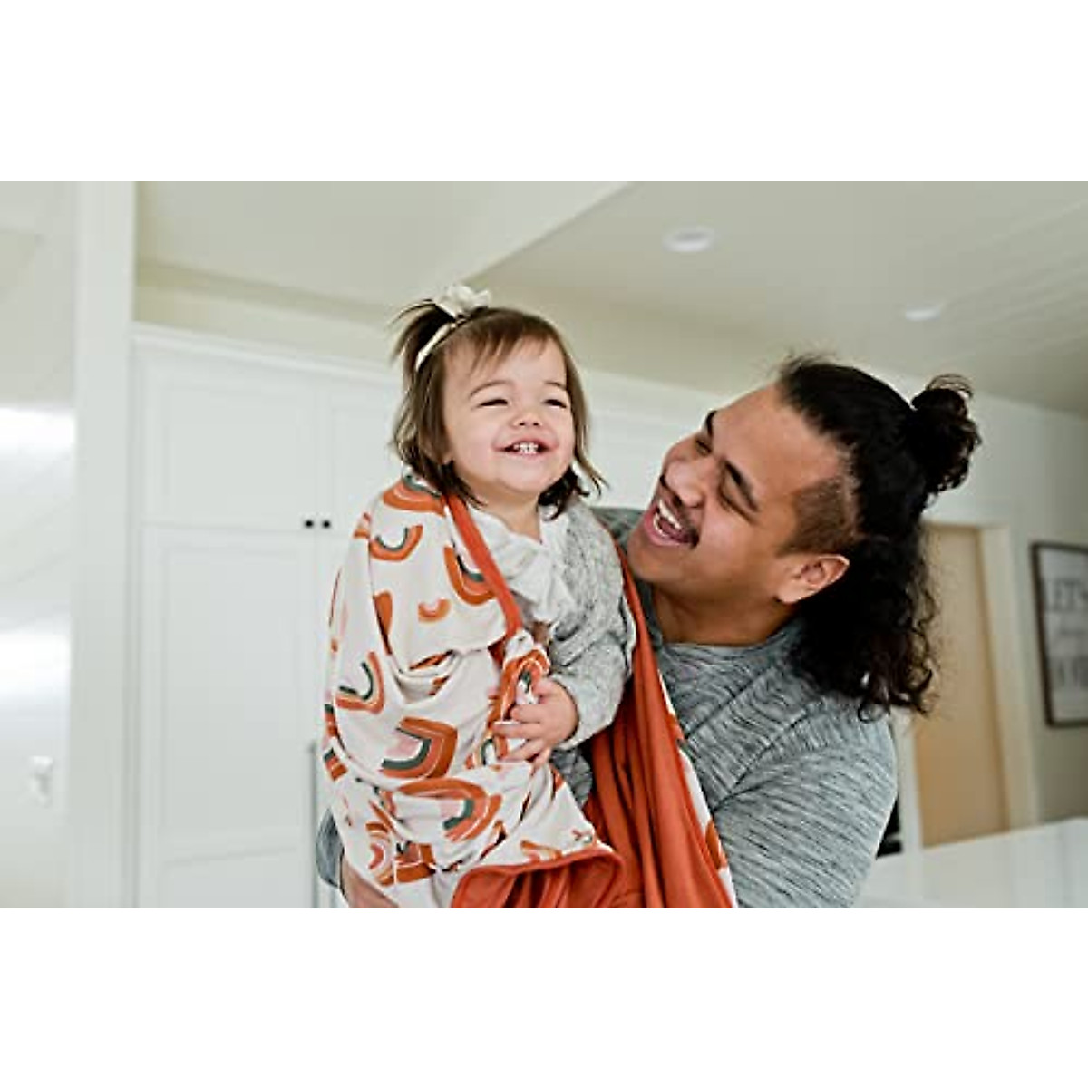 Soft Oversized Throw Blanket - Super Cozy Adult Size Large Swaddle Blankets for Bed, Sofa, Couch - Lightweight Jersey Knit Comfort Throws 57x72 Inch Long (Modern Boho Rainbow)