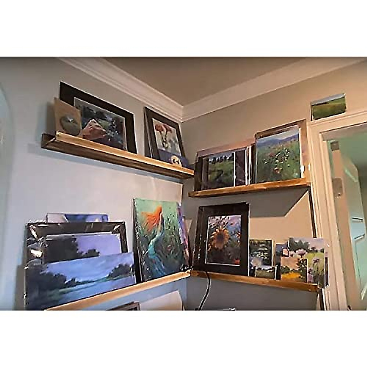 AZSKY 48 Inches Long Wood Photo Picture Ledge Shelf with Lip Floating Shelves for Nursery Books Set of 2 Rustic Wall Shelf for Kids Bedroom Office Bathroom Living Room Frames