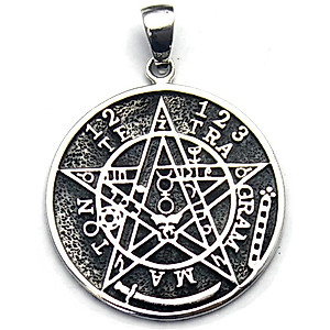 COSUMOSU 925 Sterling Silver tetragrammaton Pentacle Star Pendant Charm Eliphas Levi's Pentagram, Snake, smoke, Flower (Tetragrammaton L)