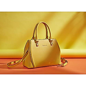 BOSTANTEN Women Leather Handbag Designer Top Handle Satchel Shoulder Bag Crossbody Purse Yellow