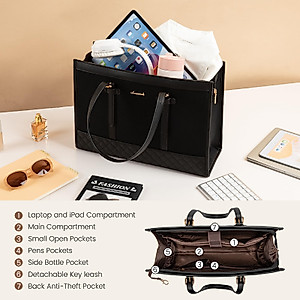 LOVEVOOK Laptop Bag for Women 15.6 inch Canvas Laptop Tote Bag, Large Capacity Work Bag with Clutch Purse, Computer Bag Office Business Briefcase, Casual Handbag for Travel College Teacher School