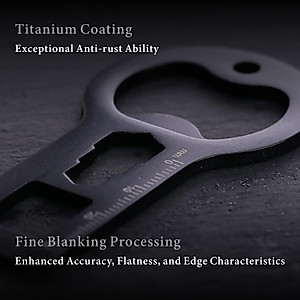 KITCHENDAO 4 in 1 Keychain Beer Bottle Opener, Anti-rust Titanium Coating, Durable Stainless Steel Gift for Father, Husband, Black 2 Pack