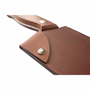 Cuisine Romefort | Sharp Carbon Steel Chef's Knife XC75, 8.7 in blade, with Leather sheath | chef knives with wooden handle | kitchen knife hardened with 58 Rockwell