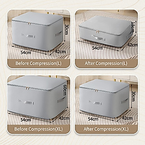 Ultra Space Saving Self Compression Organizer, 2025 Upgrades Space Saver Vacuum Storage Bags for Comforter Clothing with Zipper, Jumbo Vacuum Storage Bags (Gray, X-Large 54×42×60cm)