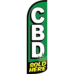 4 Less Co CBD SOLD HERE Windless Swooper Flag Feather Banner Sign 3x11.5 ft (Flag Only) gq