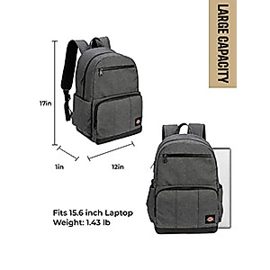 Dickies Journeyman Backpack Classic Logo Water Resistant Casual Daypack for Travel Fits 15.6 Inch Notebook (Charcoal)