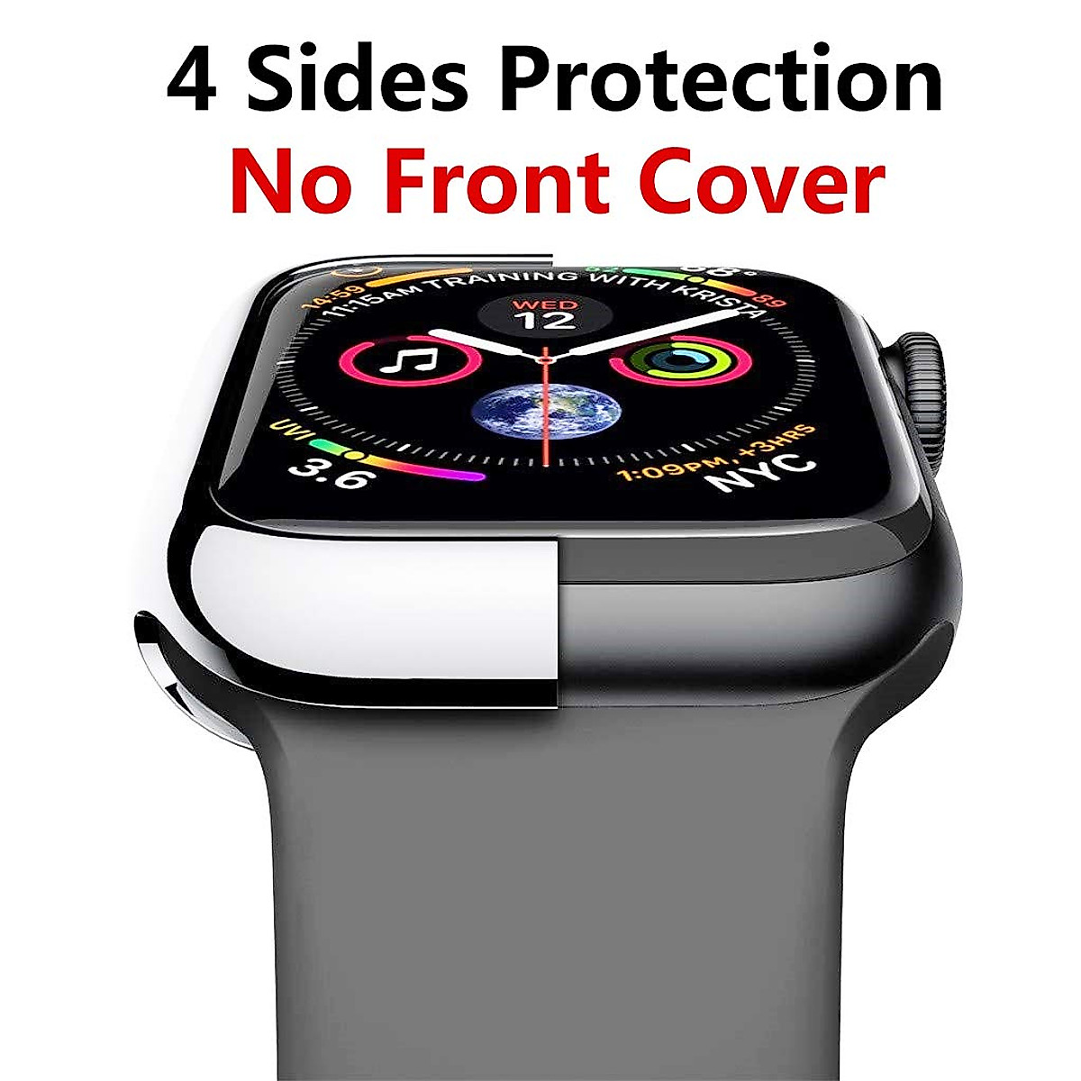 HANKN Case Compatible with Apple Watch Series 9 8 7 45mm /Series 4 5 6 SE 44mm, Soft TPU Plated Shockproof Iwatch Shell Cover Bumper [No Front Screen Protector] - Silver