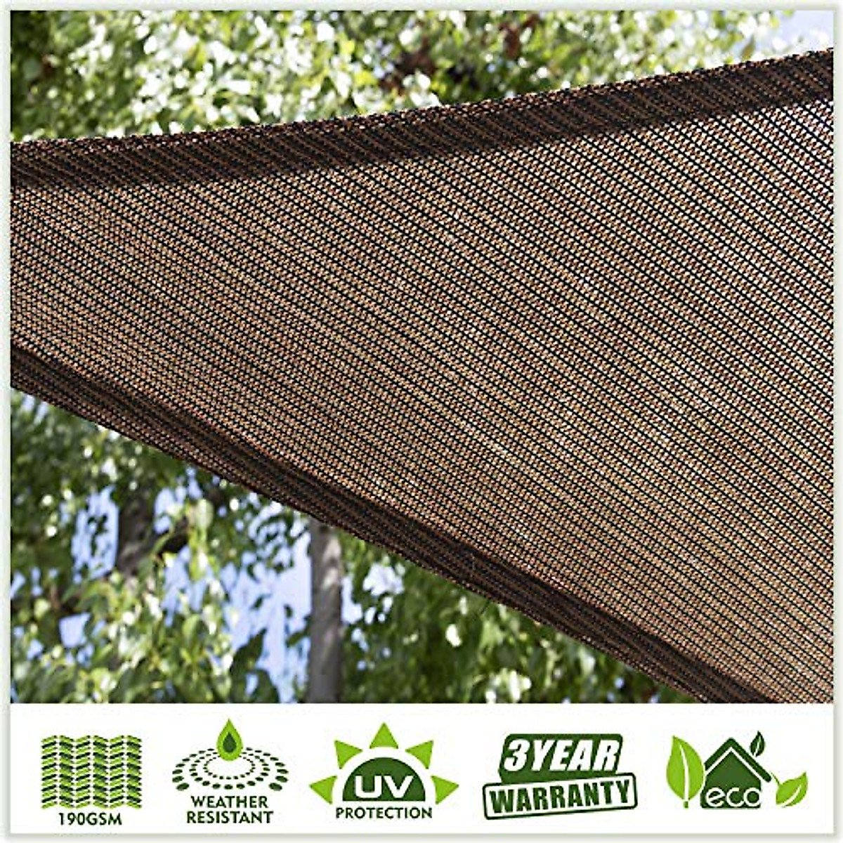 ColourTree 10' x 13' Brown Sun Shade Sail Rectangle Canopy Awning Fabric Cloth Screen - UV Block UV Resistant Heavy Duty Commercial Grade - Outdoor Patio Carport - (We Make Custom Size)