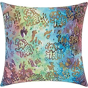 Mina Victory Outdoor Pillows Watercolor Elephants Multicolor 20" x 20" Throw Pillow
