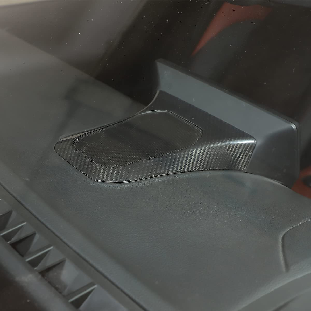 RURZTDAKM Car Center Console Dashboard Horn Decorative Protector Cover,Real Carbon Fiber Trim,Fit for Toyota Supra GR A90 A91 MK5 2019-2022,Auto Interior Accessories (Black Carbon Fiber)