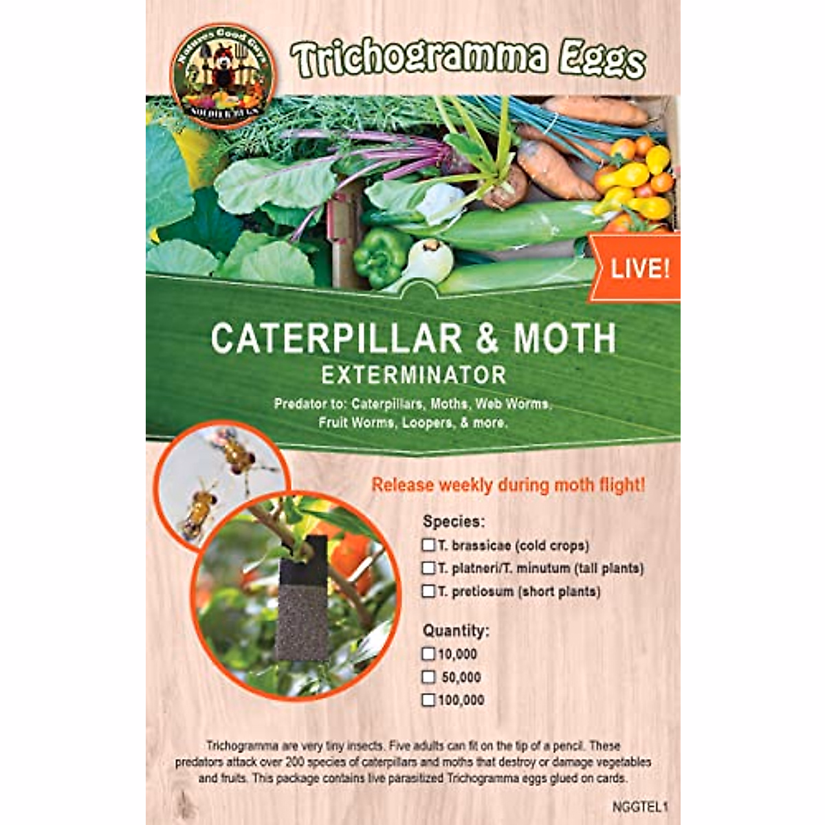 Natures Good Guys - Trichogramma Eggs on Hanging Cards (30 Squares - 100,000 Eggs)