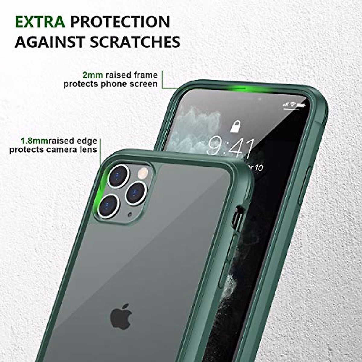 Diaclara Compatible with iPhone 11 Pro Max Case with Built-in Tempered Glass Screen Protector [9H Hardness] [Heavy Duty Drop Protection] Full Body Cover Rugged Clear Bumper Case for iPhone 11 promax
