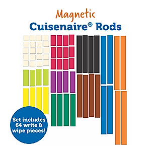 Learning Resources Magnetic Cuisenaire Rods, Early Match Concepts, School Supplies, Multicolor, 64 Pieces, Ages 5+