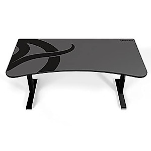 Arozzi Arena Ultrawide Curved Gaming and Office Desk with Full Surface Water Resistant Desk Mat Custom Monitor Mount Cable Management Cut Outs Under The Desk Cable Management Netting - Dark Grey