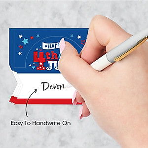 Big Dot of Happiness Firecracker 4th of July - Red, White and Royal Blue Party Tent Buffet Card - Table Setting Name Place Cards - Set of 24