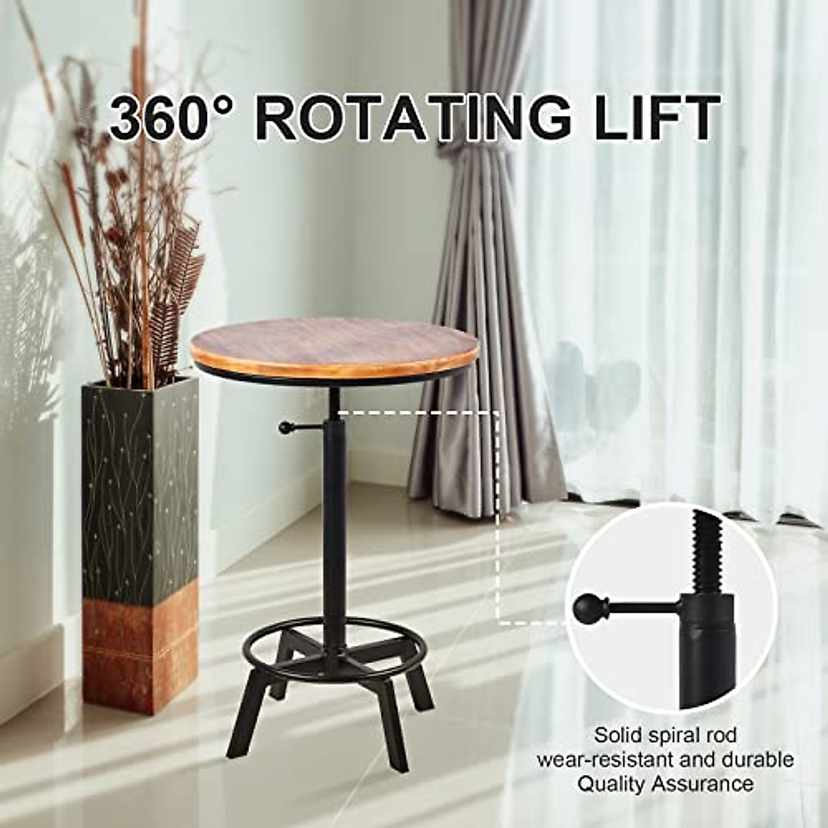 BOKKOLIK Farmhouse 3 Pieces Bar Table Set with Chairs for Kitchen Pub Coffee Shop Industrial Bistro Table and Bar Stools Dining Room