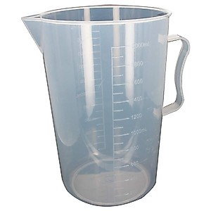 Aicosineg Lab Graduated Beakers Plastic Measuring Cup 2000ml Transparent Measuring Cup Measure Liquid and Baking Items with Handle and Spout for School Laboratory, Pouring Cup,or Kitchen 1 Pcs
