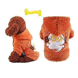 AIHANCH Dog Halloween Costume Cute Ghost Hoodie Winter Warm Fleece Dog Clothes Two-Legged Dog Outfits for Small Dogs Puppy (Small)