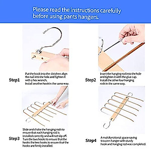 Houseke Magic Pants Hangers,Space Saving Closet Hangers 5 Layers 2 Uses Multi Functional Pants Rack,Clothes Organizer Rack for Clothes Trousers Scarves Ties(1 Pack)…