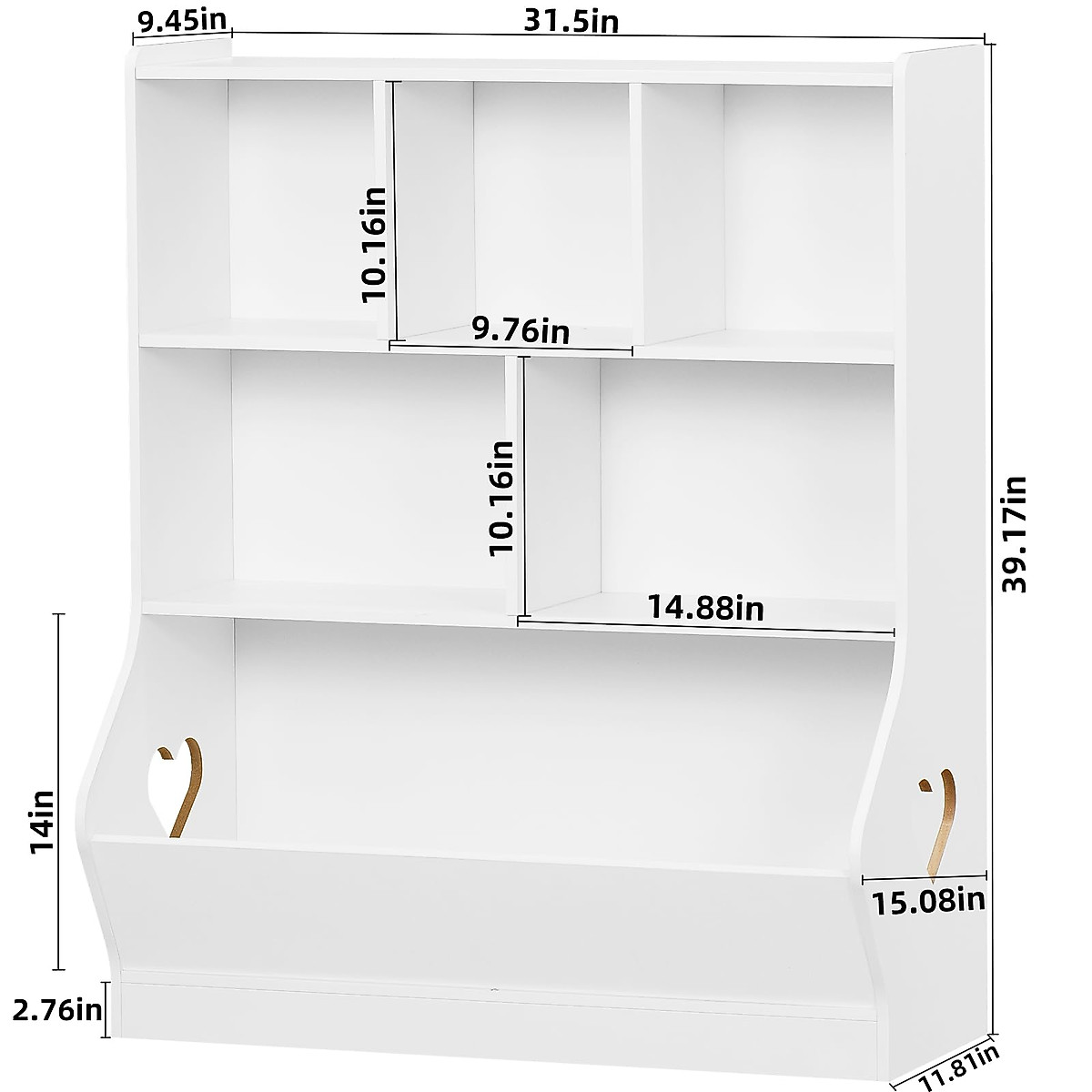 Lerliuo Kids Storage Organizer, 3 Tier Children Bookcase and Bookshelf, Toddler 6 Cubby Cabinet, Wood Book Shelf for Playroom, Bedroom, Living Room, Nursery, School 39.17'' H (White)