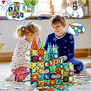 Jade Hare Magnet Tiles Construction Set, 168PCS Magnetic Tiles Kids Toys STEM Magnet Toys for Toddler Magnetic Block, Educational Building Toys for Boys Girls 3+ Birthday Gifts, Christmas Toy